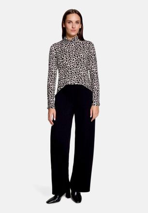 Betty Barclay Kurzarmshirt BETTY BARCLAY Damen mit Stehkragen, Damen, Gr. 36, bunt (beige, braun), Jersey, Obermaterial: 95% Viskose, 5% Elasthan, Basic, tailliert 