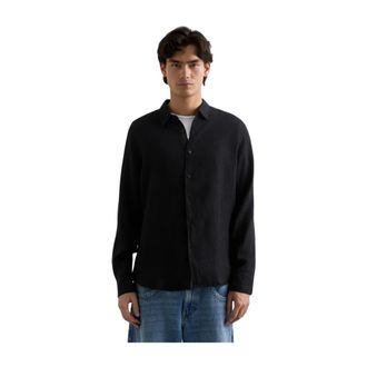 Replay Homme, Chemises, Noir, Taille: M Chemise en lin coupe droite
