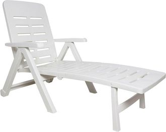 Dmora Dmora Klappbare Gartenliege mit R&auml;dern, Sonnendeck, Made in Italy, 72x189x96, wei&szlig;e Farbe