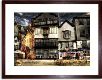 Wee Blue Coo PHOTO CITYSCAPE EXETER DEVON ENGLAND CATHEDRAL CLOSE FRAMED PRINT F97X5488