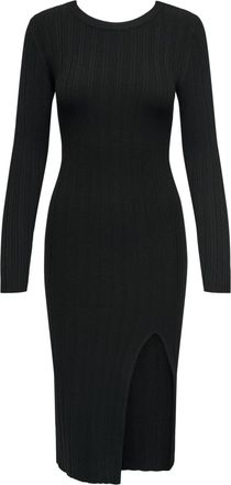 Only Damen Kleid Onlmeddi Ls Rib O-Neck Dress Cc KNT, Schwarz, S