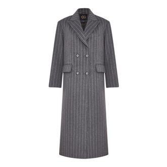 Cesare Gaspari Nadelstreifen Wollmischung Langer Mantel - - Coats - Damen - Grau - XL