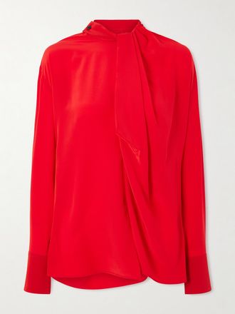 Victoria Beckham Blouse En Soie &Agrave; Drap&eacute; - Rouge