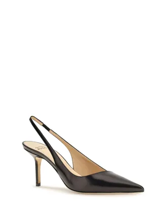 Francesco Russo Womens Asymmetric Slingback D&eacute;collet&eacute; Black Pumps High Heel Shoes