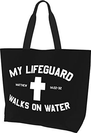 AOOEDM My Life Guard Walks On Water Sac &agrave; provisions r&eacute;utilisable en toile pour femme