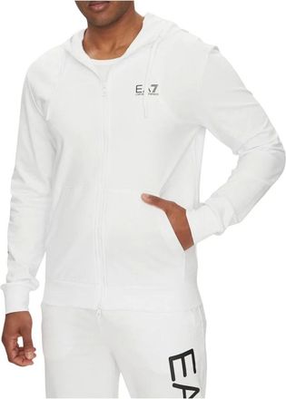 Emporio Armani Emporio Armani Ea7, Homme, Sweatshirts et sweats &agrave; capuche, Blanc, Taille: L SweaT-shirt zipp&eacute;