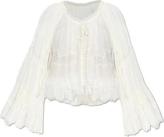 LoveShackFancy Loveshackfancy, Femme, Blouses et Chemises, Beige, Taille: 40 FR Darline Silk Top