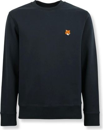 Maison Kitsun&eacute; Homme, Sweatshirts et sweats &agrave; capuche, Bleu, Taille: S Fox Head Regular SweaT-shirt