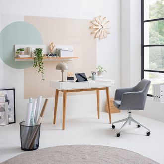 Mørteens home24 Schreibtisch 2 Schubladen 110 x 80 x 50cm Weiß