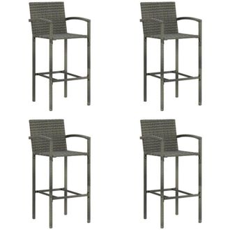 vidaXL Vidaxl - Tabourets de bar lot de 4 gris r&eacute;sine tress&eacute;e