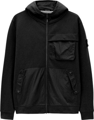 Weekend Offender Hoodie mit durchgehendem Rei&szlig;verschluss f&uuml;r Herren, Gek&auml;mmte Baumwolle (Schwarz)