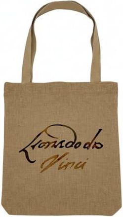 Fabulous Sac Shopping Tote Bag Aspect Lin - Da Vinci Signature Peintre C&eacute;l&egrave;bre Artiste Renaissance Dessin Architecture Sculpture - Sac de Courses Toile Epaisse