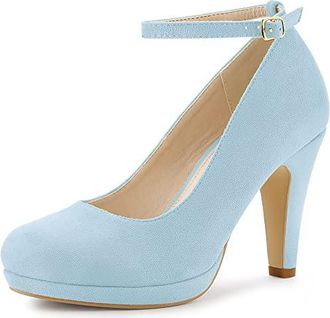 Allegra K Escarpins à Bout Rond et Talon Aiguille pour Femmes Bleu Ciel 40