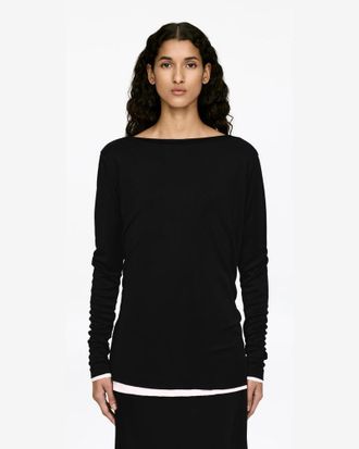 Arket Satinoberteil Mit U-Boot-Ausschnitt -Schwarz