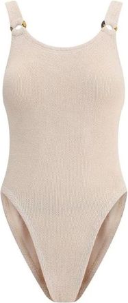 Hunza G Femme, Maillots de bain, Beige, Taille: ONE Size Maillot de bain une pi&egrave;ce &agrave; anneaux &eacute;caille de tortue