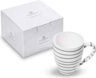 Gmundner Keramik Frühstücksbecher Max Füllmenge : 0.3 Liter Graugeflammt Geschirr, handgemacht in Österreich