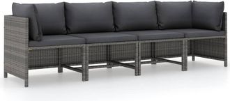 tidyard 4-Sitzer-Gartensofa mit Auflagen Gartenmöbel Gartenlounge Sofa Sonnenliege Gartenliege Sonneninsel Rattansofa Loungesofa Gartenset Gartenbank Terrasse