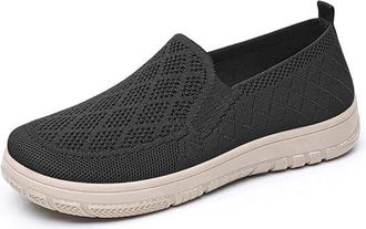 Alexis Leroy Basket San Lacet Femme Maille Confortable Chaussures de Marche Motif Losange Noir 41 EU