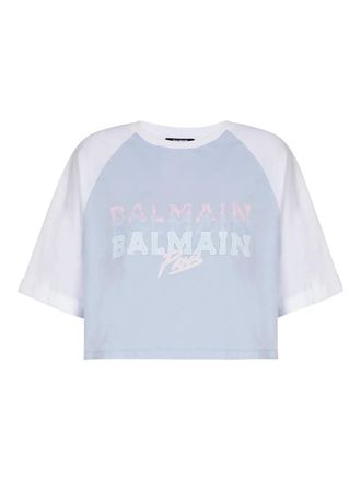 Balmain Cropped-T-Shirt - Weiß