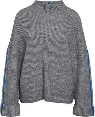 Noisy May Strickpullover Grobe Rippstruktur mit auffälligen Nähten (1-tlg) NMTOVA L/S HIGH NECK FOLD-UP KNIT DD