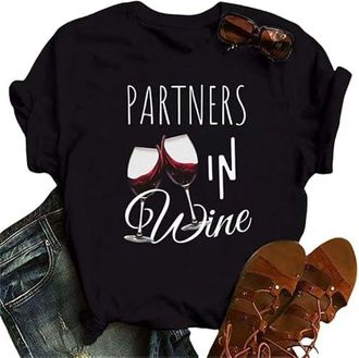 Keephen Verre &agrave; Vin T-Shirt pour Femmes Nouveaut&eacute; Verre &agrave; Vin Impression 3D T-Shirts &Eacute;t&eacute; Col Rond Manches Courtes Chemises &Eacute;t&eacute; Tee Casual Tops