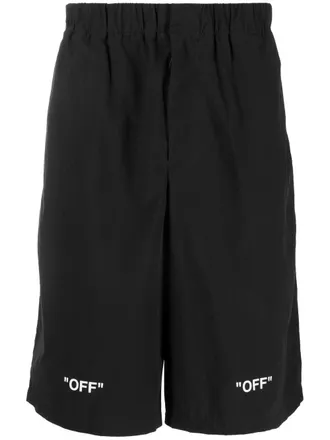 Off-white short en coton &agrave; logo imprim&eacute; - Noir