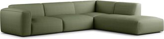 Studio Copenhagen home24 Ecksofa 3-Sitzer mit Recamiere Gr&uuml;n Cordstoff Snor 295 x 71 x 231cm Ottomane davorstehend rechts Modern
