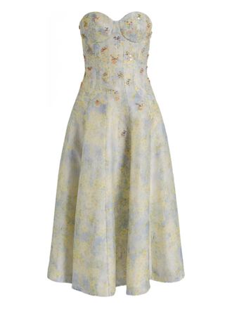 Alberta Ferretti robe mi-longue &agrave; fleurs - Jaune