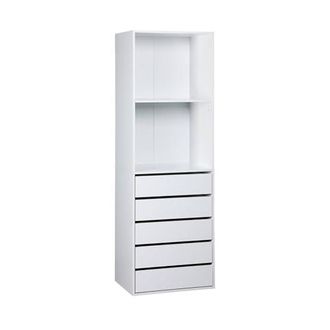 Sweeek Alices Home - Module Dressing avec 5 tiroirs et 2 étagères. Blanc. Panneaux stratifiés