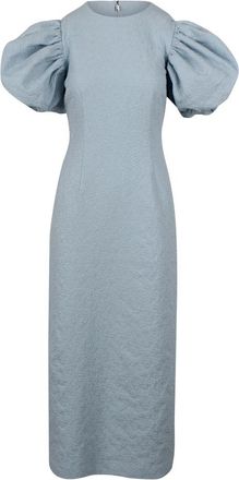 Rotate Rotate Birger Christensen, Femme, Robes, Bleu, Taille: 40 FR Jacquard Puff-Sleeve Dress