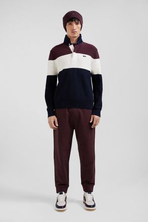 Eden Park Pull Col Maillot En Coton Bordeaux &Agrave; Jeux De Maille Coupe Regular