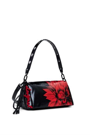 Desigual Schultertasche Umh&auml;ngetasche Naron Flowerina Flap Bag Black schwarz