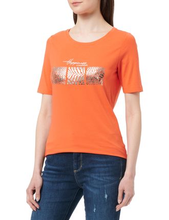 s.Oliver Damen 2144441 T-Shirt mit Frontprint, orange 25D3, 40