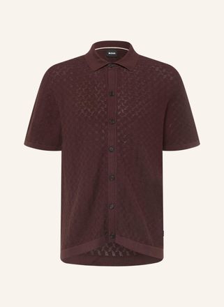 HUGO BOSS Strickhemd Nappo Comfort Fit braun