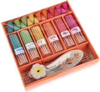 Guru Shop R&auml;ucherst&auml;bchen & Duftset aus Thailand, R&auml;ucher Geschenkset - Orange, 2x17x17 cm