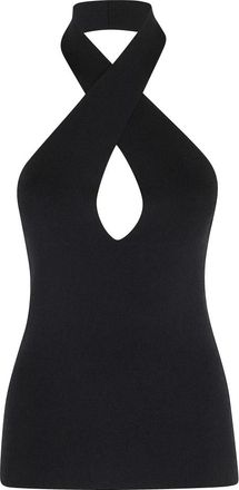 Federica Tosi Femme, Tops, Noir, Taille: 34 FR Top avec encolure crois&eacute;e