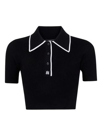 Amiri polo brodé en maille nervurée - Noir