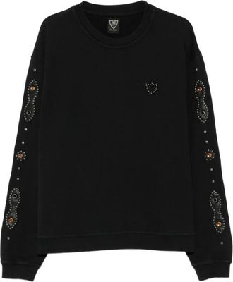 HTC Htc, Homme, Sweatshirts et sweats &agrave; capuche, Noir, Taille: XL Moustache Stud-embellished SweaT-shirt