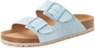 Tamaris Damen Fu&szlig;bett Pantolette Leder flach, blau, 42 EU