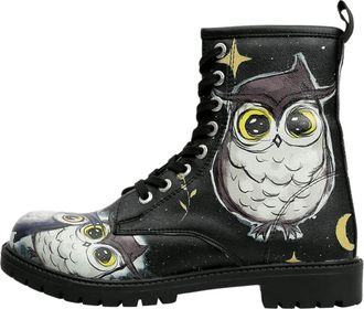 Dogo Schn&uuml;rstiefel DOGO Boots - Owls Family BLACK