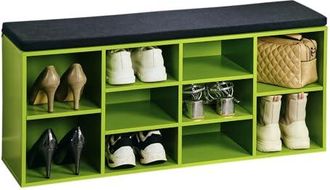 KESPER | Schuhschrank mit Sitzkissen, Material: Spanplatte, funiert, Ma&szlig;e: B 103,5 x H 48 x T 29,5 cm, Farbe: Gr&uuml;n, Schwarz | 15982 13
