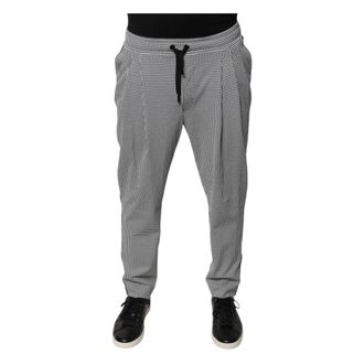 Dolce & Gabbana Schwarze Wei&szlig;e Hahnentritt Skinny Kleiderhose - - Trousers - Herren - Grau - XS