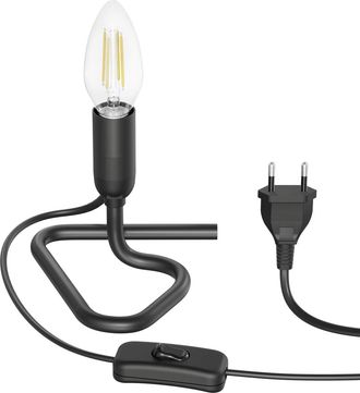 LEDs Com Tischlampe TRIN schwarz mit Stecker und Schalter + E14 LED Lampe 452lm warmweiß