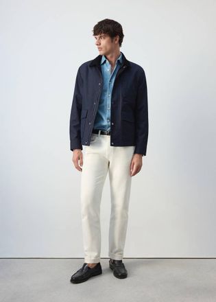 Mango Blouson coton m&eacute;lang&eacute; d&eacute;perlant bleu nuit - Homme - XXL - MANGO MAN