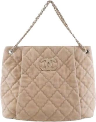 Chanel Sac port&eacute; &eacute;paule Hampton Line en cuir pr&eacute;-appr&eacute;ci&eacute; - Femme - Pre-owned - Beige - Taille: ONE Size