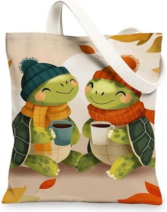 Generic Sacs fourre-tout en toile avec motif de tortues mignonnes - Réutilisables - Légers et lavables - Pour salle de sport, voyage, plage, pique-nique - 33 