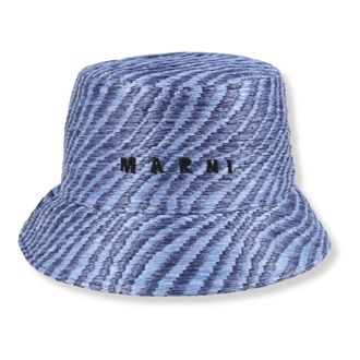 Marni Femme, Accessoires, Bleu, Taille: M Chapeau Seau Effet Raphia
