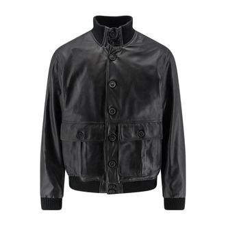 DFour Df923 Leder Bomberjacke - - Jackets - Herren - Schwarzk - 4XL