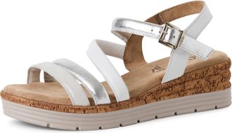 s.Oliver Damen Sandalen mit Keilabsatz aus Leder Bequem, Weiß (White/Silver), 41 EU