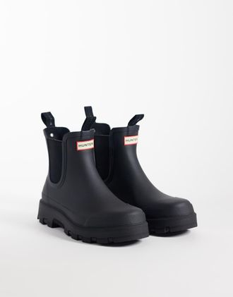 Hunter bottes de pluie Chelsea courtes Elements &eacute;lastiqu&eacute;es unisexes noires